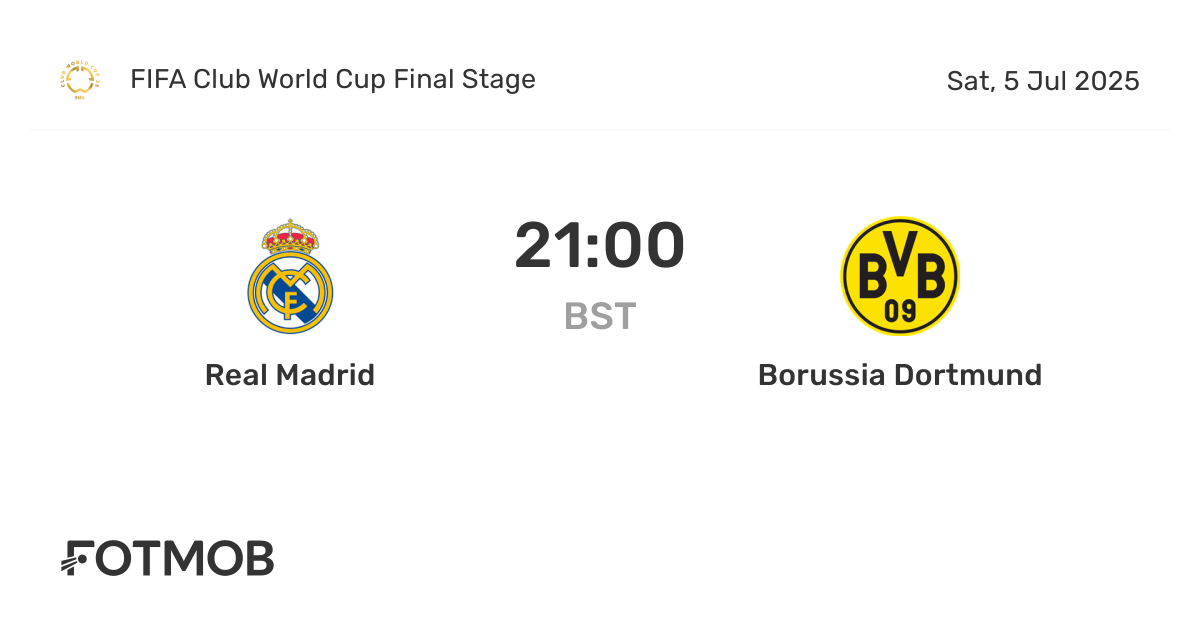 Real Madrid vs Borussia Dortmund - live score, predicted lineups and ...