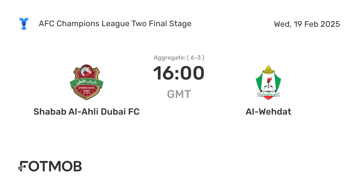 Shabab Al-Ahli Dubai FC vs Al-Wehdat - live score, predicted lineups ...