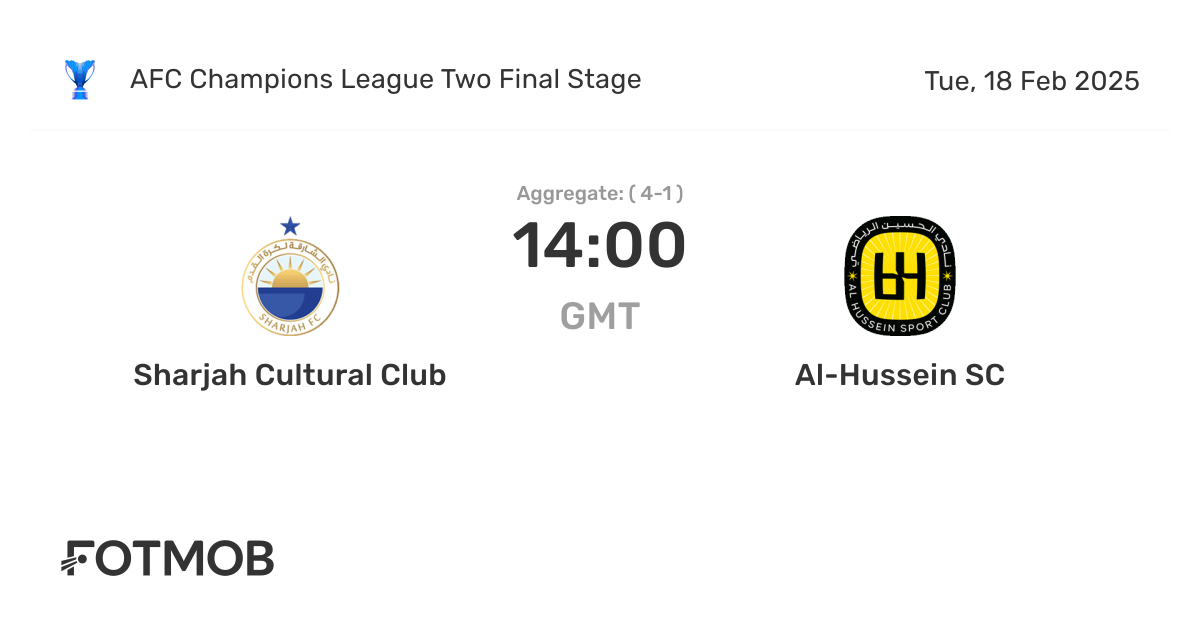 Sharjah Cultural Club vs Al-Hussein SC - live score, predicted lineups ...