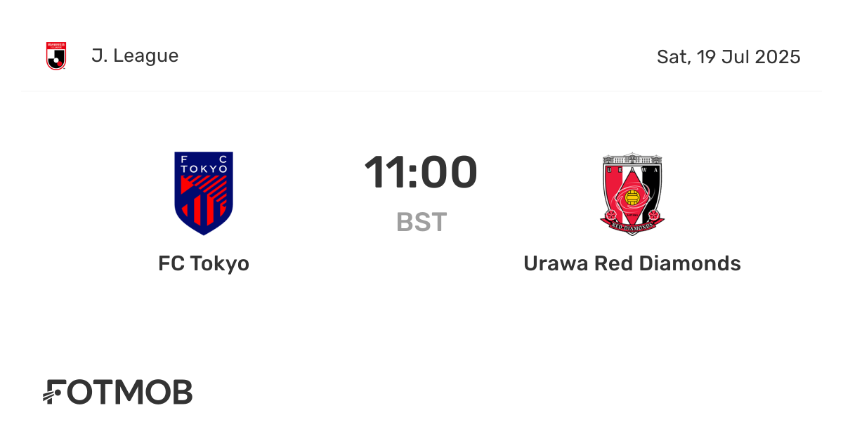 FC Tokyo 대 Urawa Red Diamonds - 실시간 점수, 예상 스타팅 라인업 및 H2H 통계