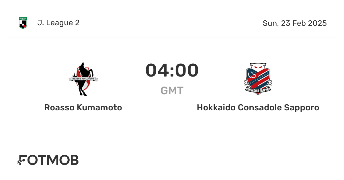 Roasso Kumamoto vs Hokkaido Consadole Sapporo - live score, predicted lineups and H2H stats