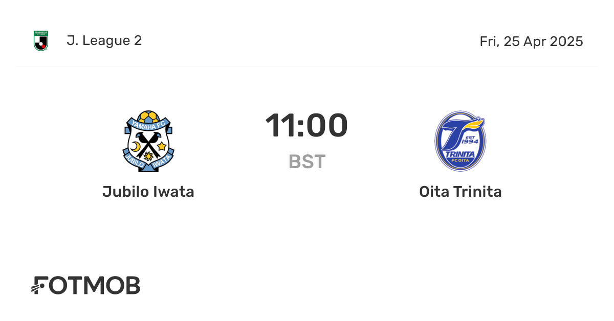 Jubilo Iwata vs Oita Trinita - ライブスコア、予想されるラインナップ、対戦成績
