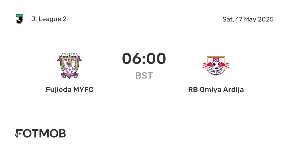 Fujieda MYFC vs RB Omiya Ardija - live score, predicted lineups and H2H stats