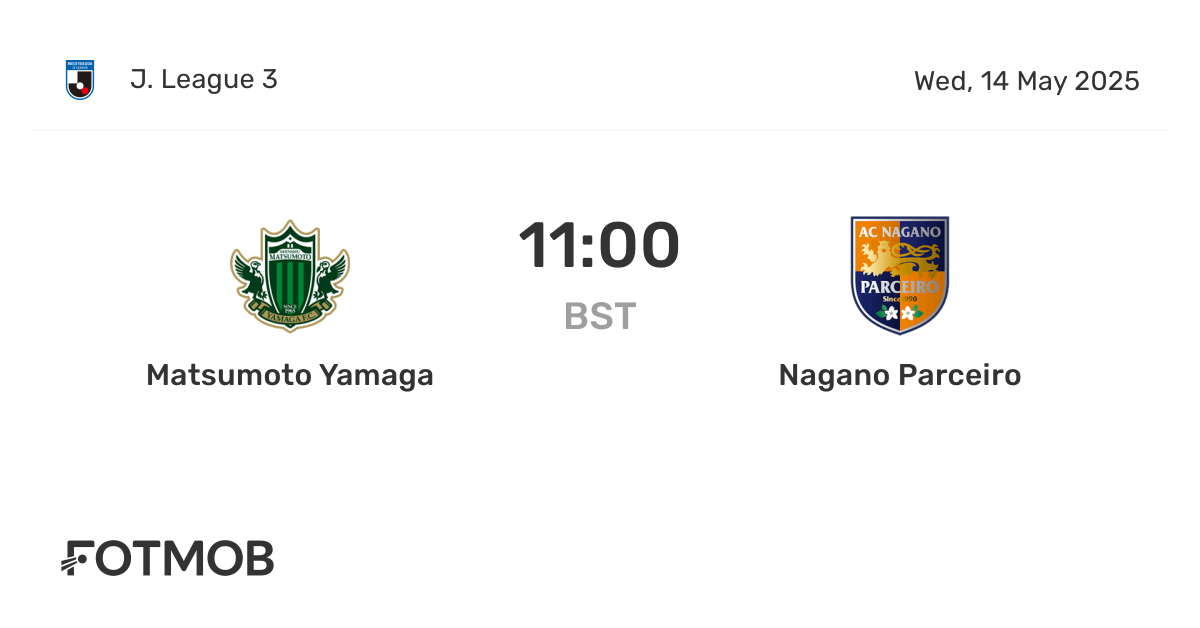 Matsumoto Yamaga vs Nagano Parceiro - marcador en vivo, alineaciones previstas y estadísticas H2H