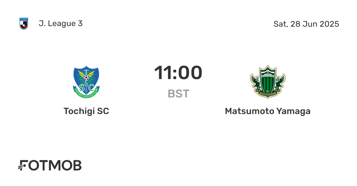 Tochigi SC vs Matsumoto Yamaga - live score, predicted lineups and H2H stats