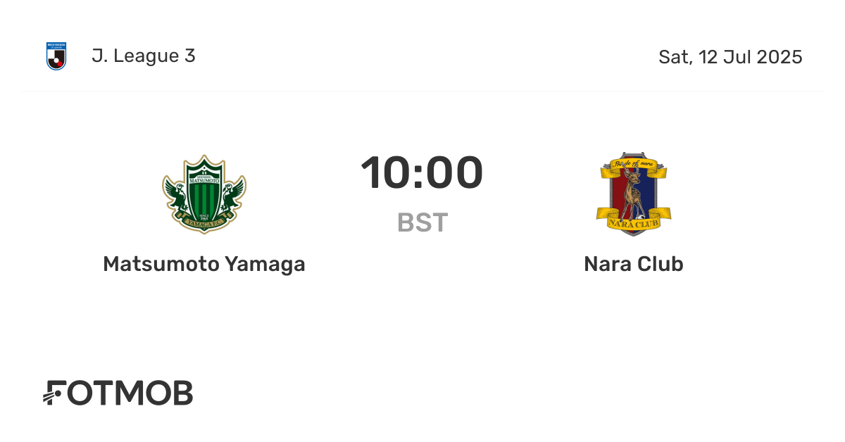 Matsumoto Yamaga vs Nara Club - marcador en vivo, alineaciones previstas y estadísticas H2H
