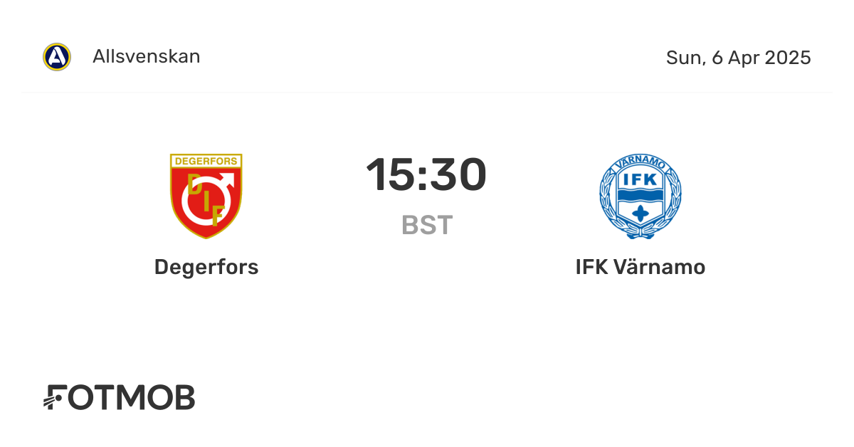 Degerfors vs IFK Värnamo - marcador en vivo, alineaciones previstas y estadísticas H2H