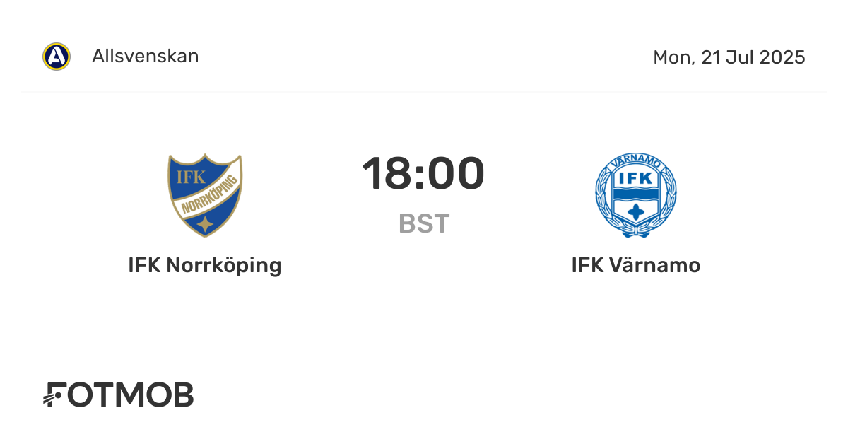 IFK Norrköping vs IFK Värnamo - live score, predicted lineups and H2H stats