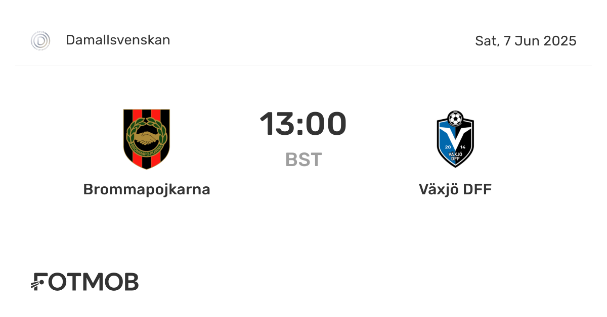 Brommapojkarna vs Växjö DFF - live score, predicted lineups and H2H stats