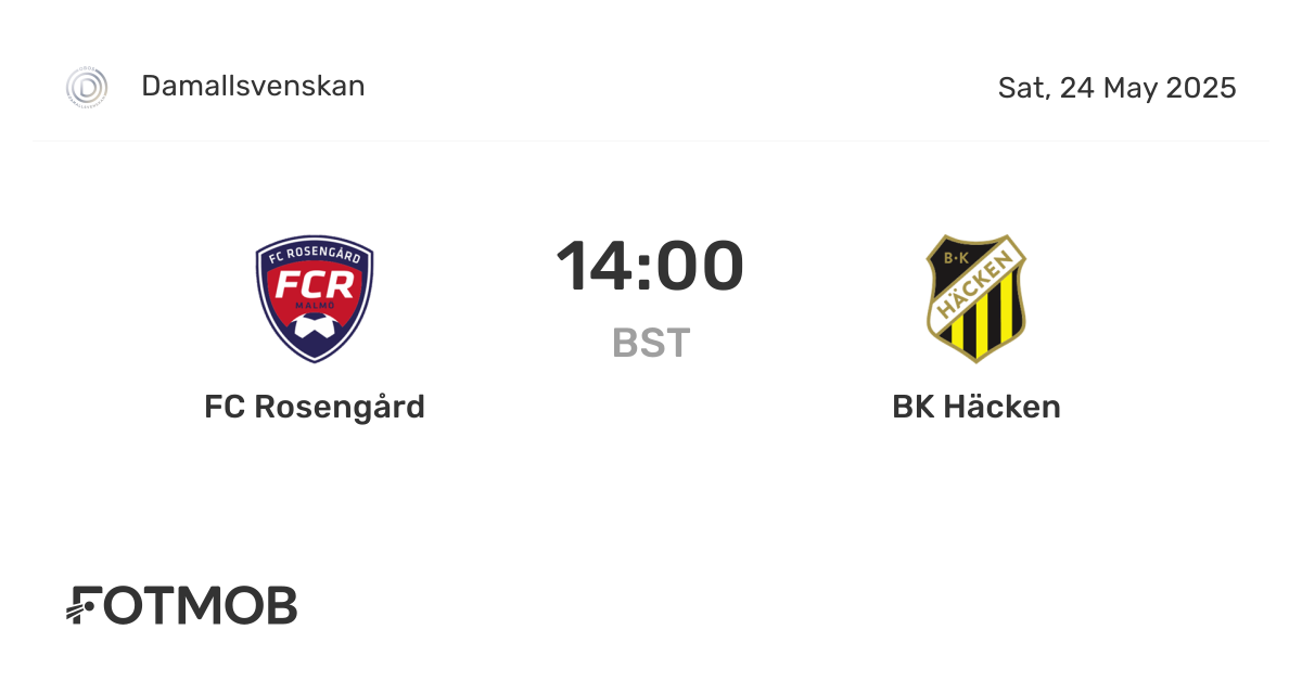 FC Rosengård vs BK Häcken - live score, predicted lineups and H2H stats