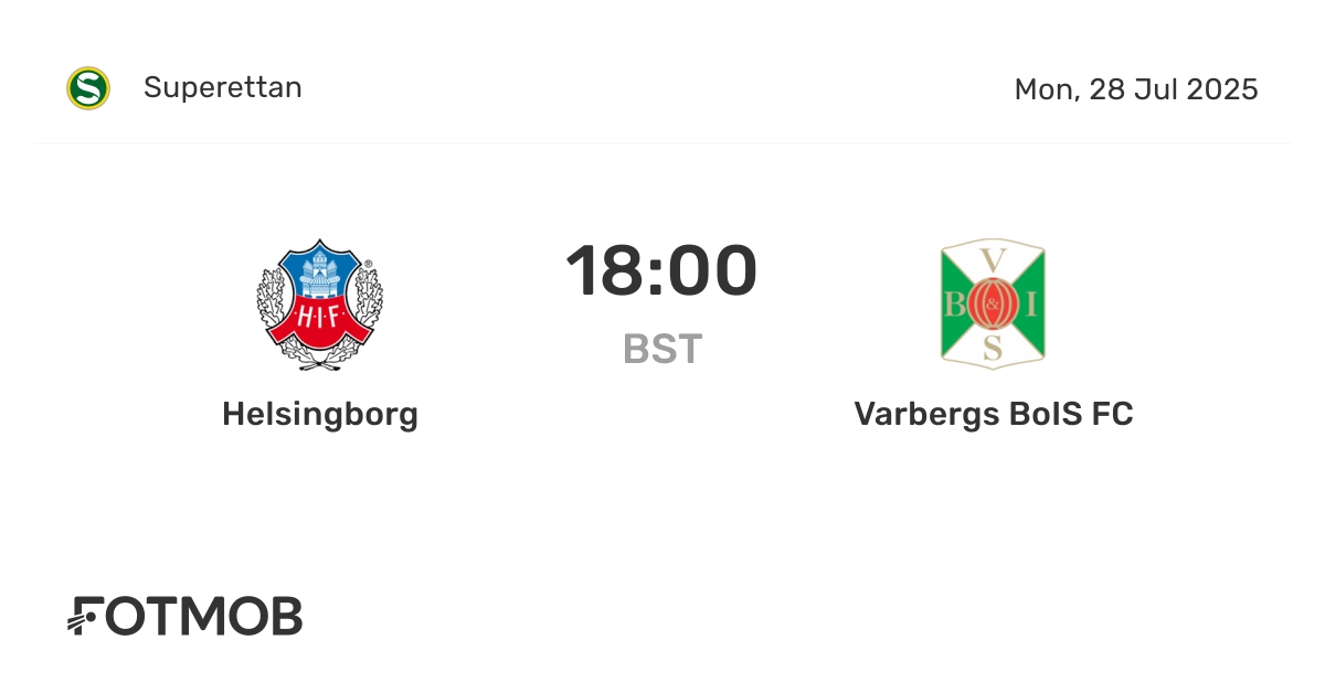 Helsingborg vs Varbergs BoIS FC - live score, predicted lineups and H2H stats
