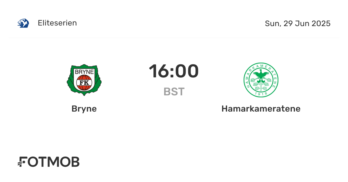 Bryne vs Hamarkameratene - live score, predicted lineups and H2H stats