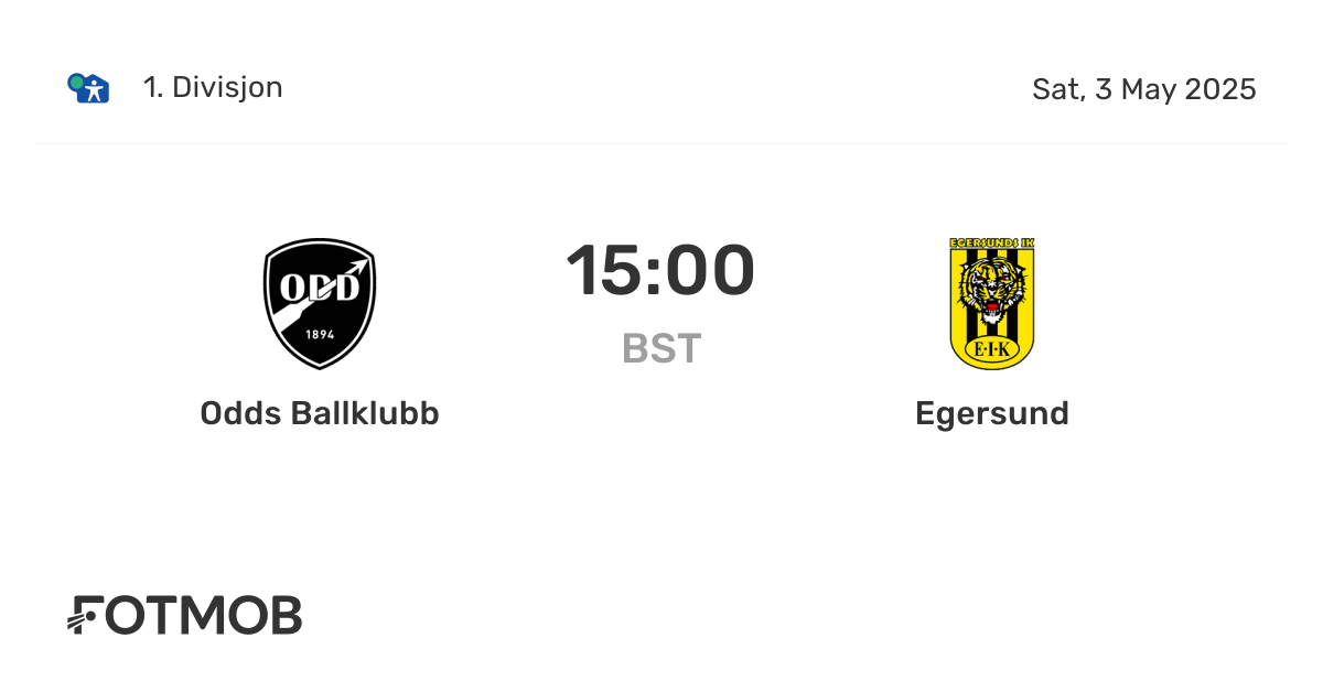 Odds Ballklubb vs Egersund - live score, predicted lineups and H2H stats