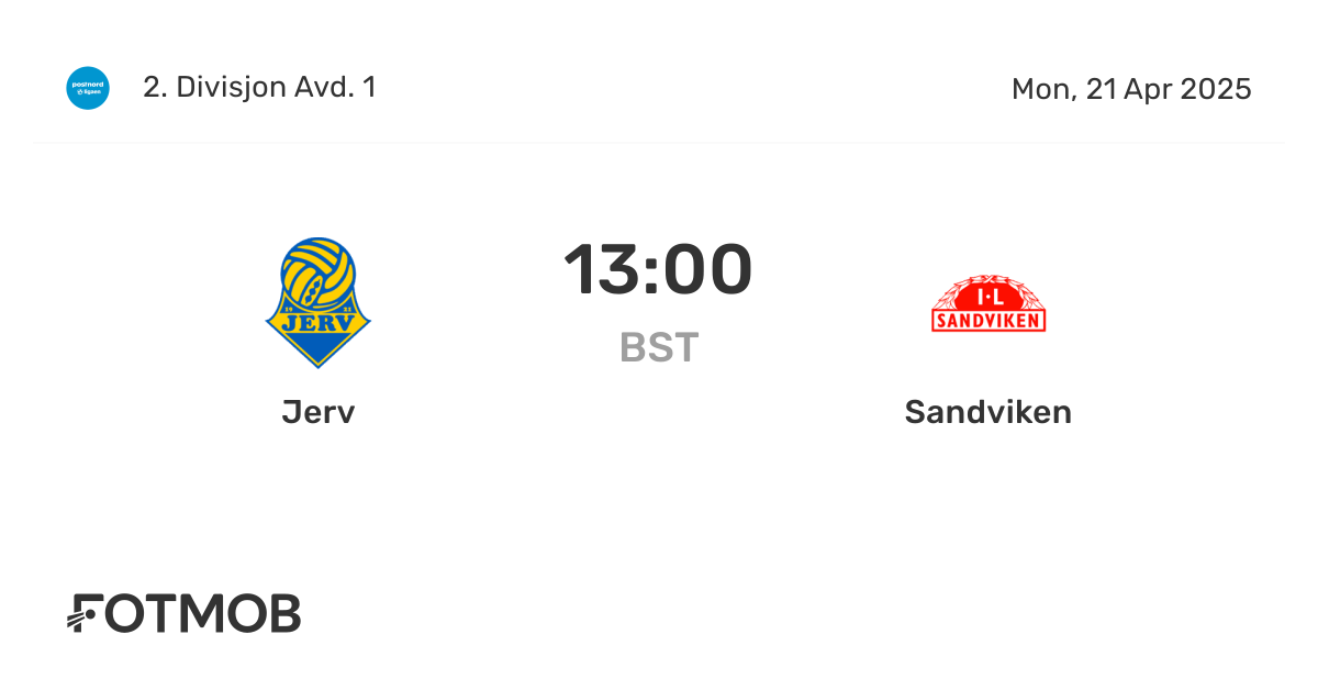 Jerv vs Sandviken - live score, predicted lineups and H2H stats