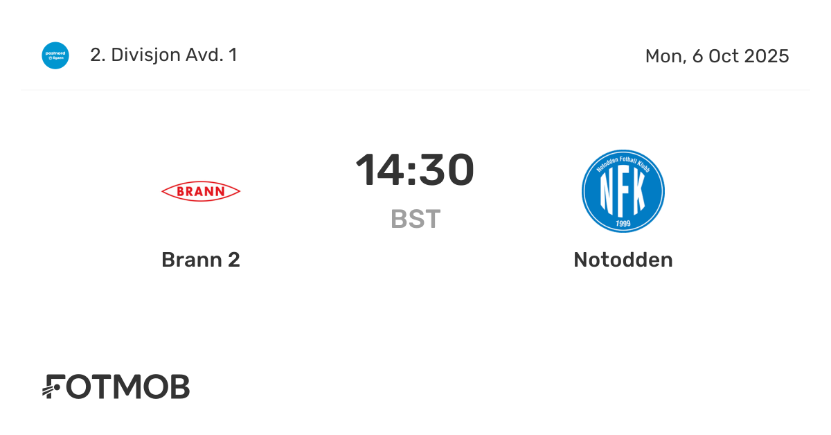 Brann 2 vs Notodden - live score, predicted lineups and H2H stats