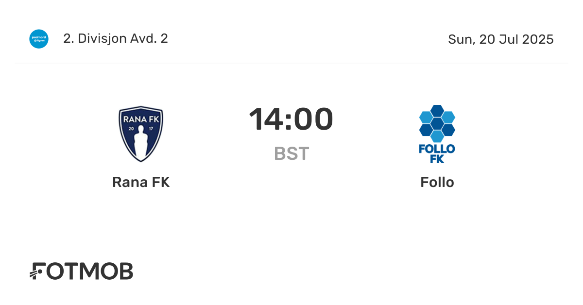 Rana FK vs Follo - live score, predicted lineups and H2H stats