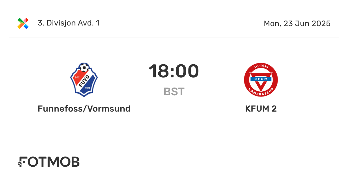 Funnefoss/Vormsund vs KFUM 2 - live score, predicted lineups and H2H stats