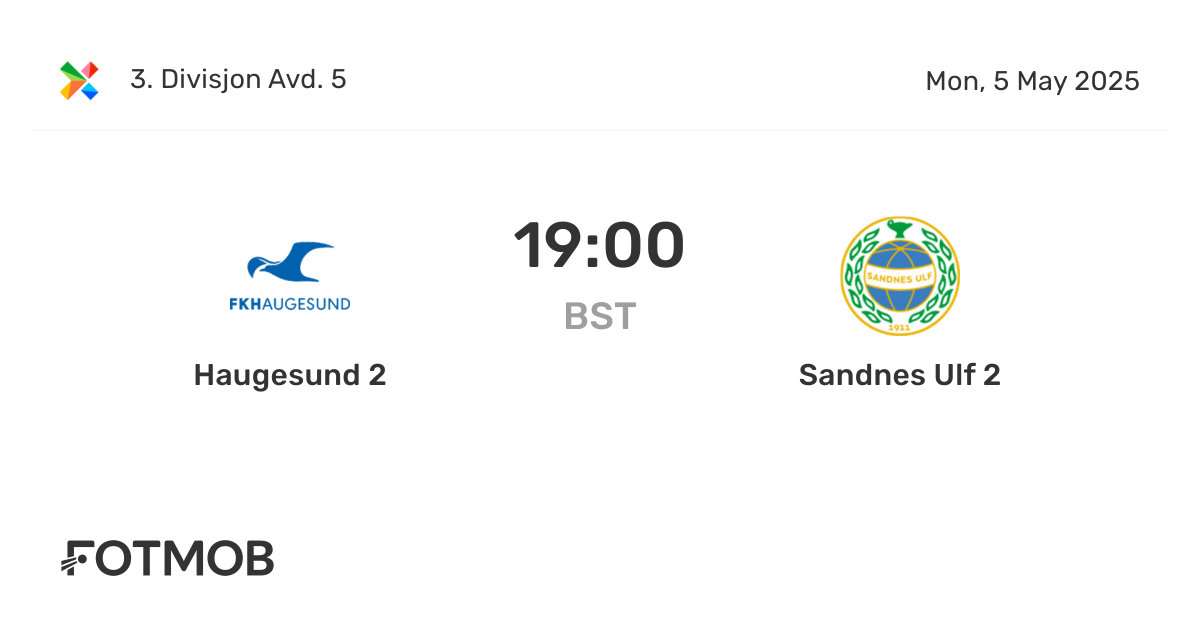 Haugesund 2 vs Sandnes Ulf 2 - marcador en vivo, alineaciones previstas y estadísticas H2H
