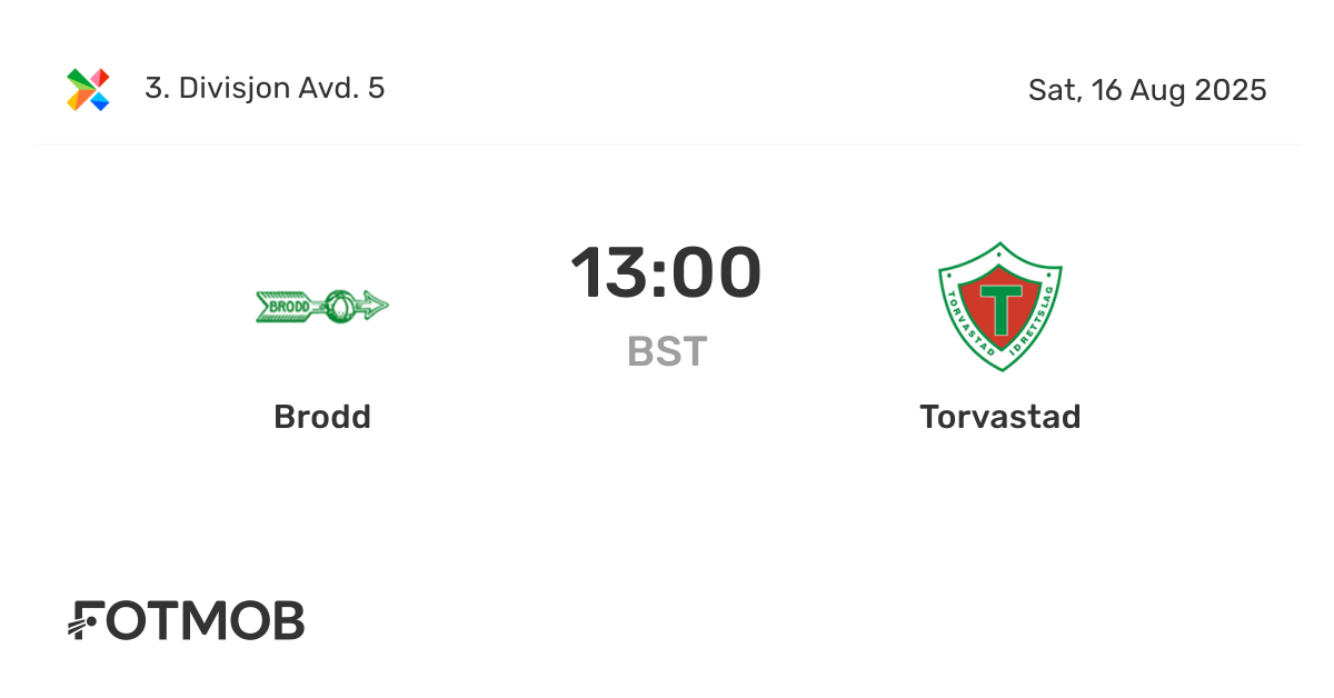 Brodd vs Torvastad - marcador en vivo, alineaciones previstas y ...