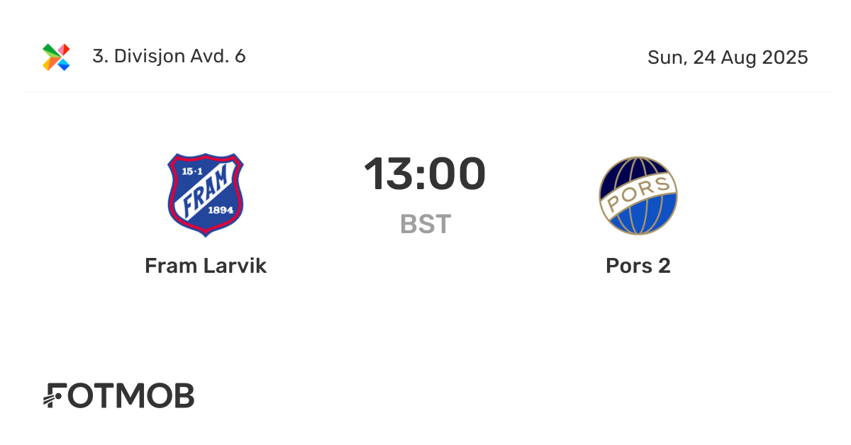 Fram Larvik vs Pors 2 - live score, predicted lineups and H2H stats