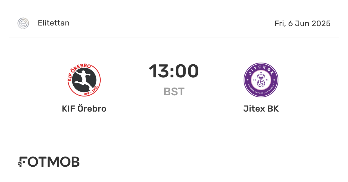 KIF Örebro vs Jitex BK - live score, predicted lineups and H2H stats