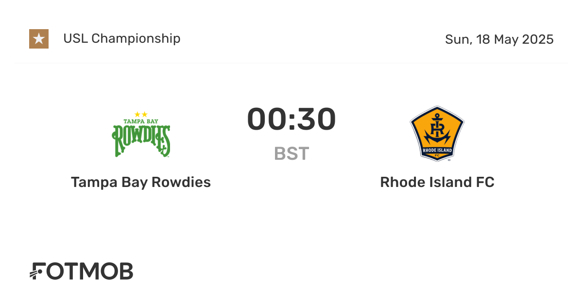 Tampa Bay Rowdies vs Rhode Island FC - live score, predicted lineups ...