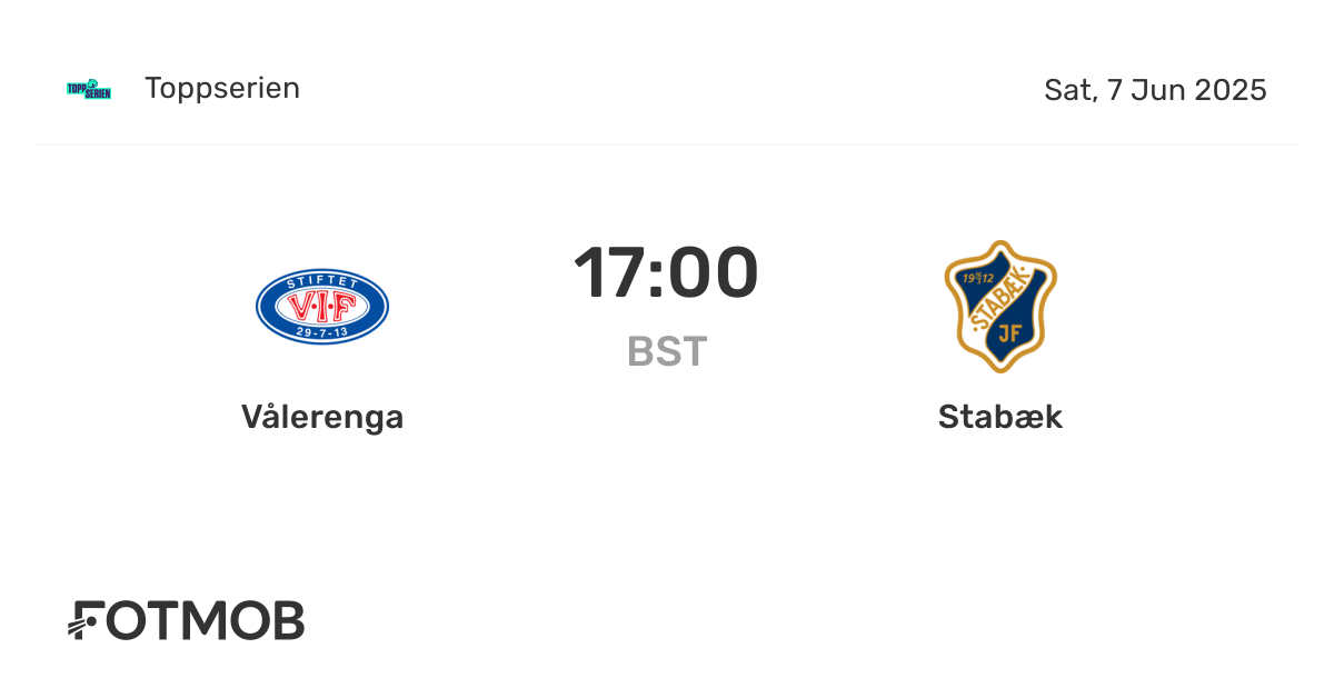 Vålerenga vs Stabæk - live score, predicted lineups and H2H stats