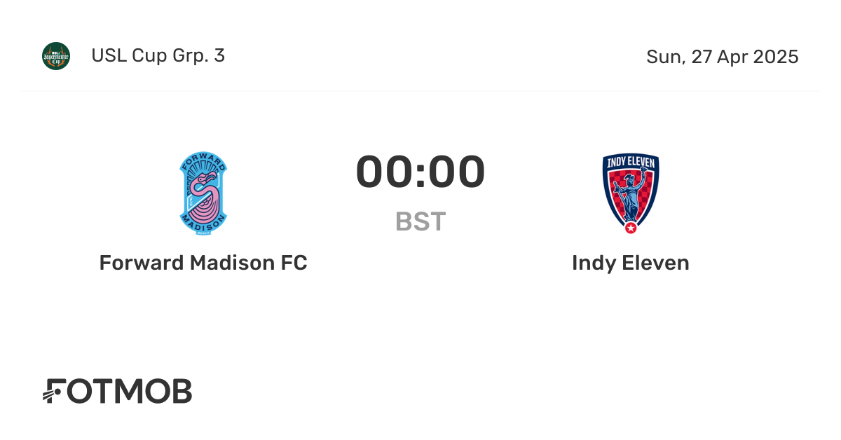 Forward Madison FC vs Indy Eleven - live score, predicted lineups and ...