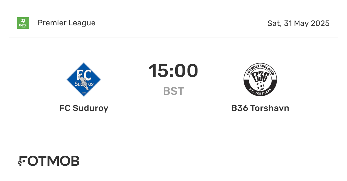 FC Suduroy vs B36 Torshavn - live score, predicted lineups and H2H stats