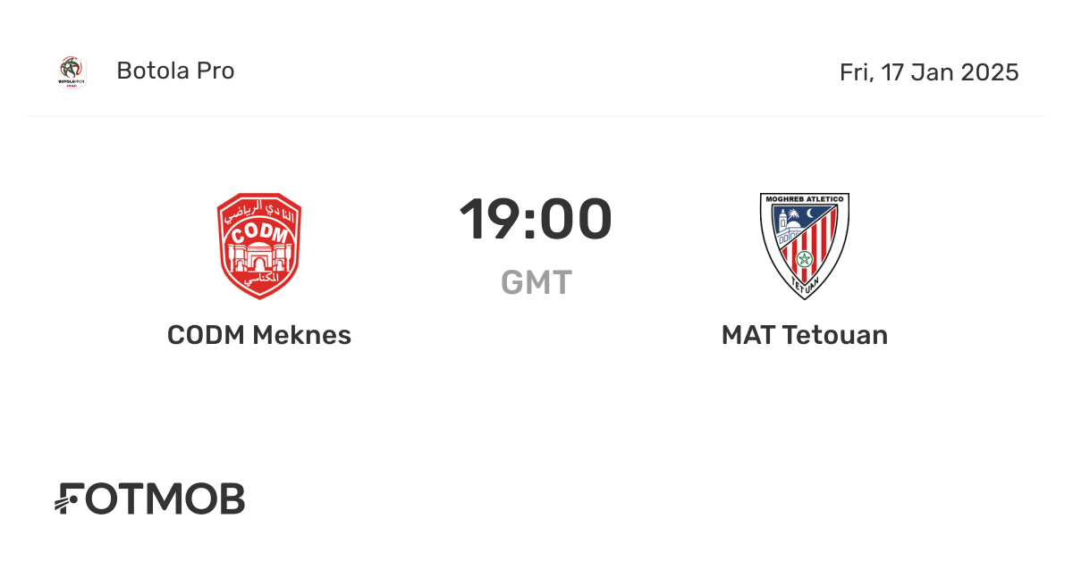 CODM Meknes contre MAT Tetouan - score en direct, compositions ...