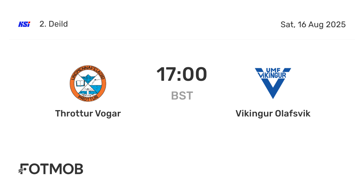 Throttur Vogar vs Vikingur Olafsvik - live score, predicted lineups and ...