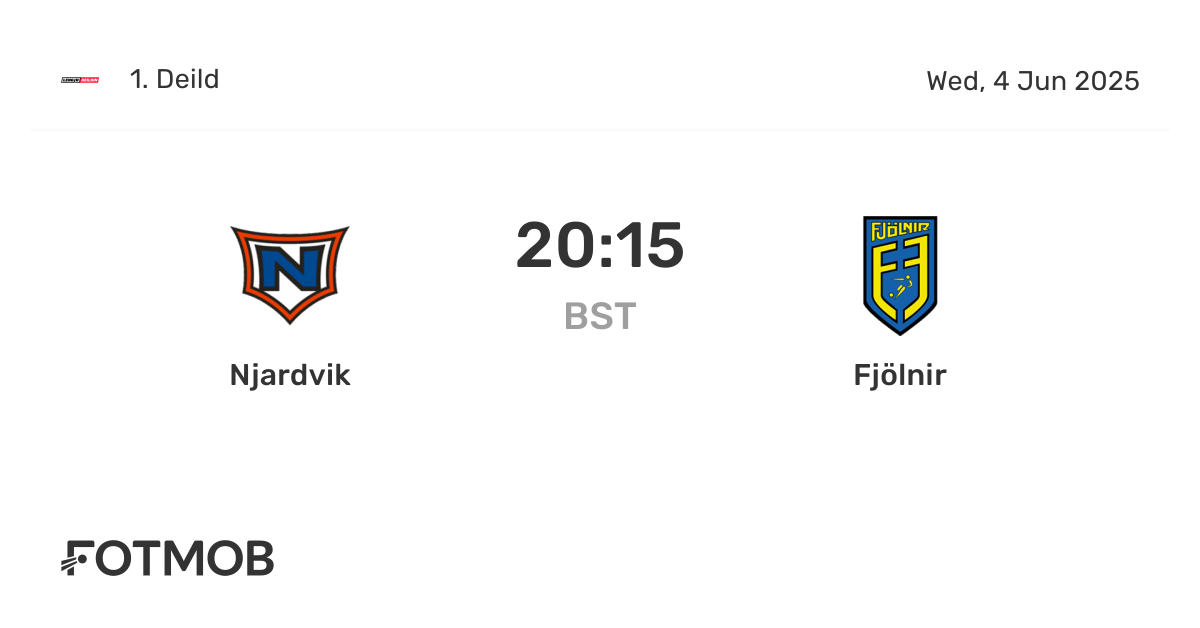 Njardvik ปะทะ Fjölnir - คะแนนสด, ตัวจับแข้งที่คาดการณ์และสถิติ H2H