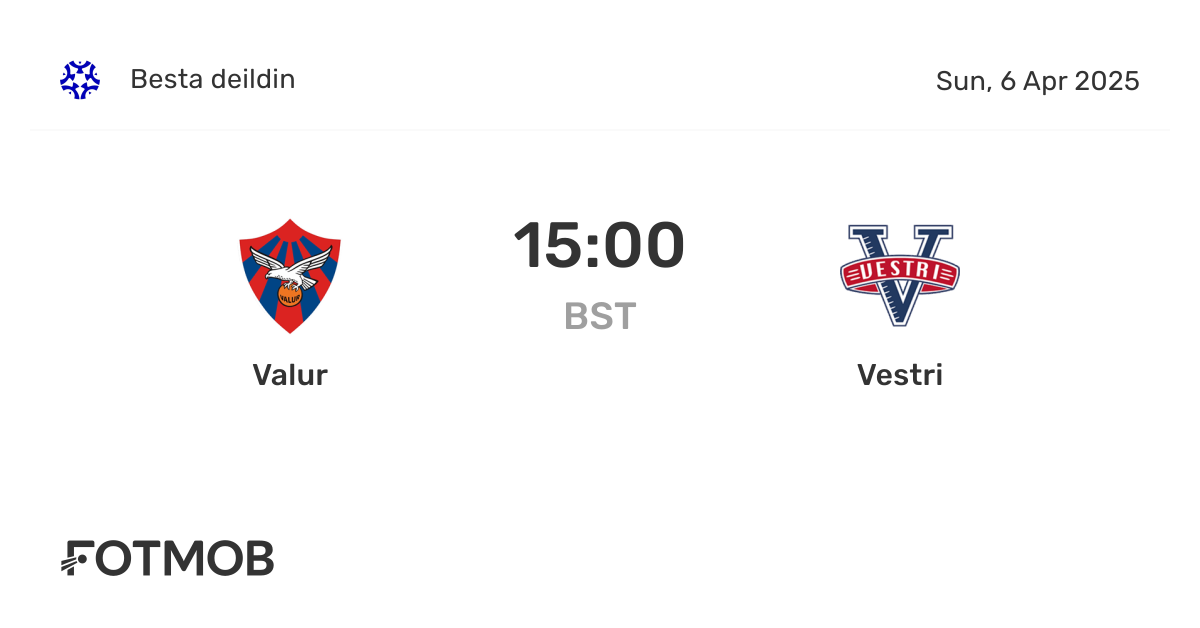 Valur vs Vestri - live score, predicted lineups and H2H stats