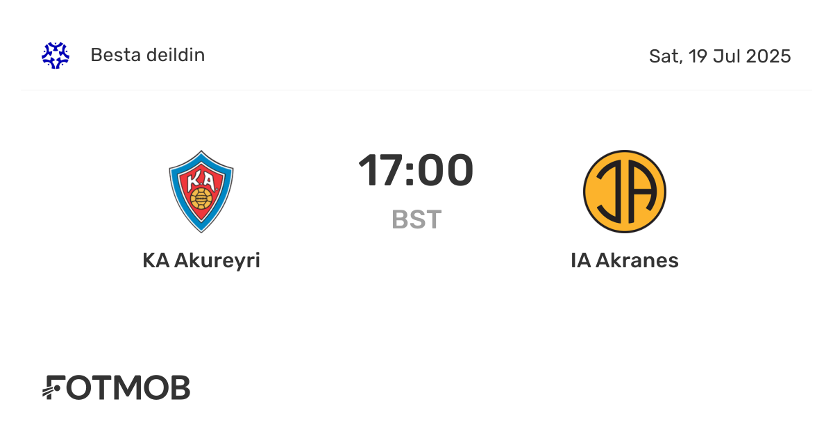 KA Akureyri vs IA Akranes - live score, predicted lineups and H2H stats