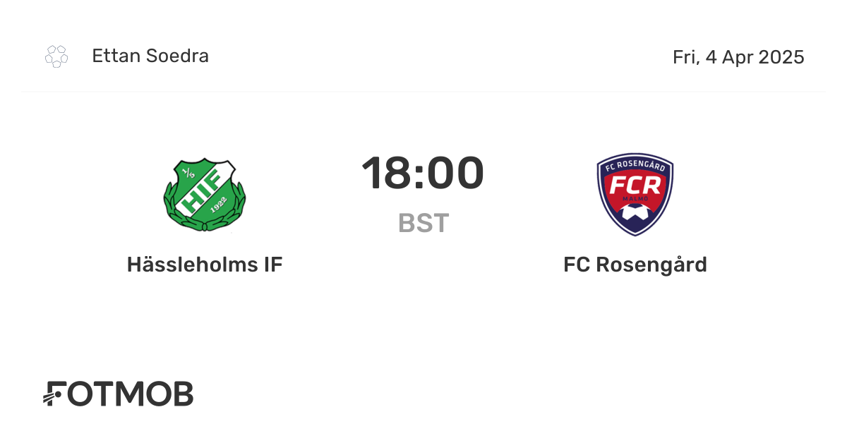 Hässleholms IF vs FC Rosengård - live score, predicted lineups and H2H ...