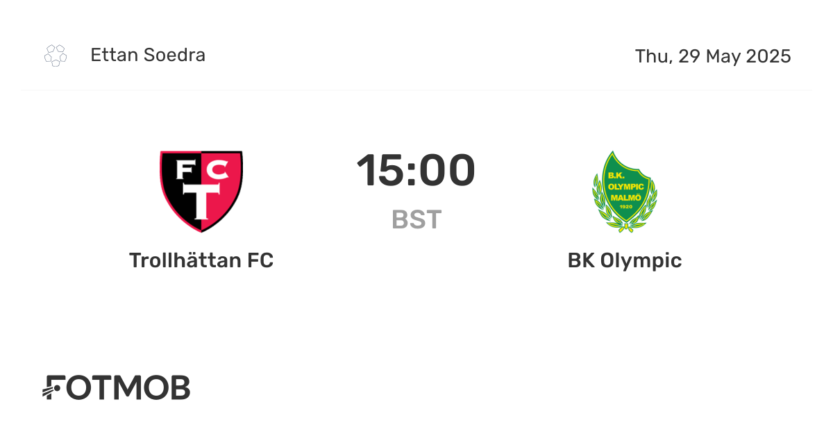 Trollhättan FC vs BK Olympic - marcador en vivo, alineaciones previstas ...