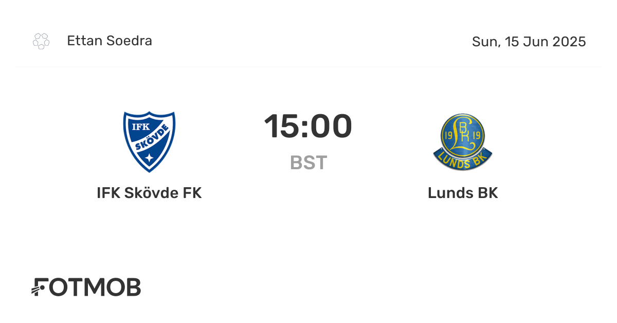 IFK Skövde FK vs Lunds BK - marcador en vivo, alineaciones previstas y estadísticas H2H