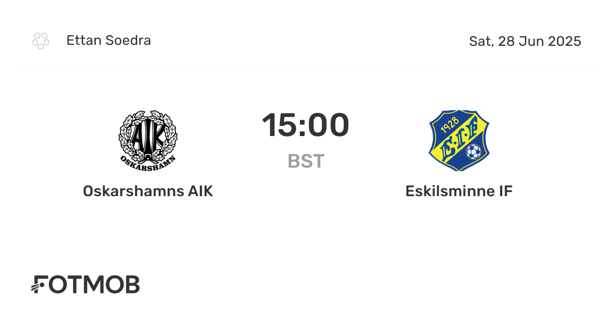 Oskarshamns AIK vs Eskilsminne IF - marcador en vivo, alineaciones previstas y estadísticas H2H
