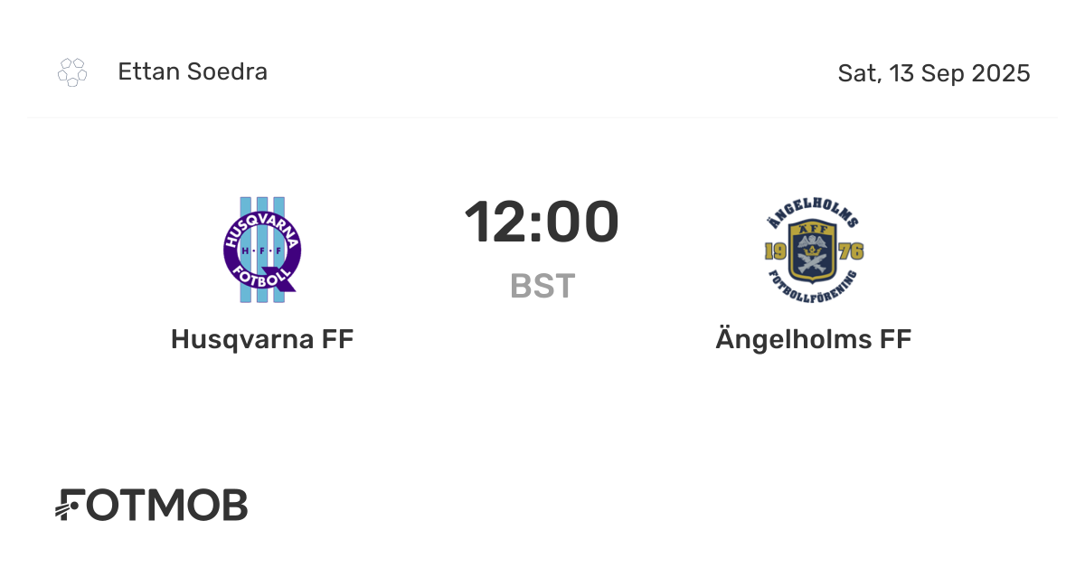 Husqvarna FF vs Ängelholms FF - live score, predicted lineups and H2H stats