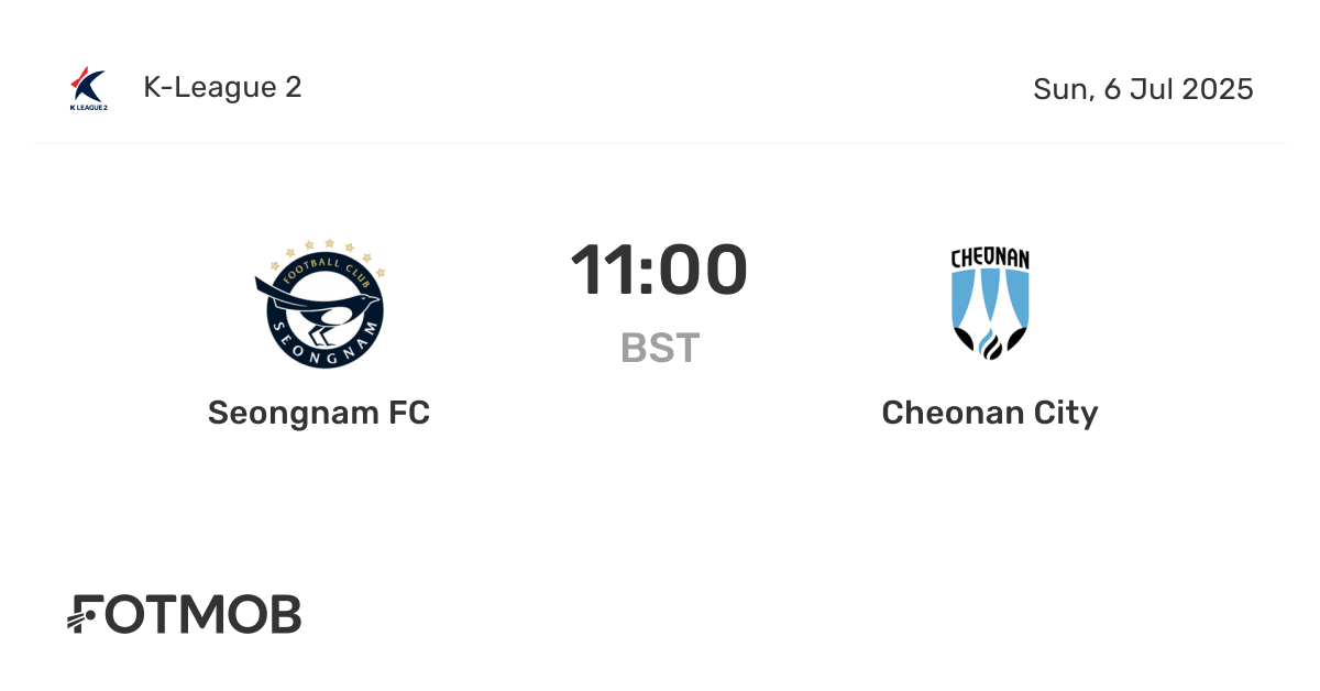 Seongnam FC vs Cheonan City - live score, predicted lineups and H2H stats