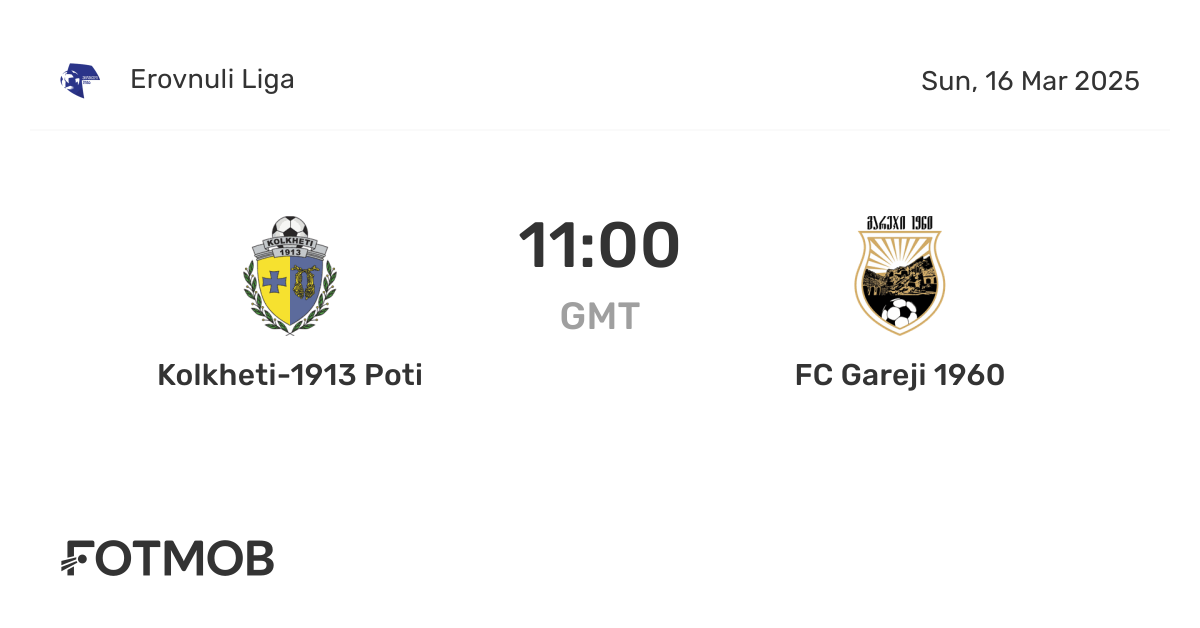 Kolkheti-1913 Poti vs FC Gareji 1960 - live score, predicted lineups ...