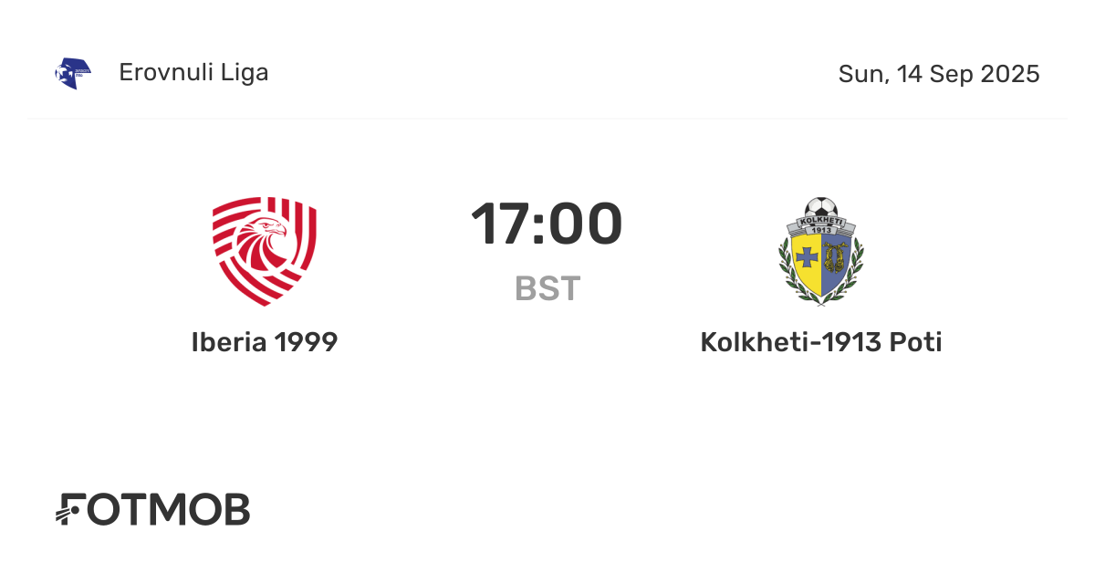 Iberia 1999 vs Kolkheti-1913 Poti - marcador en vivo, alineaciones previstas y estadísticas H2H