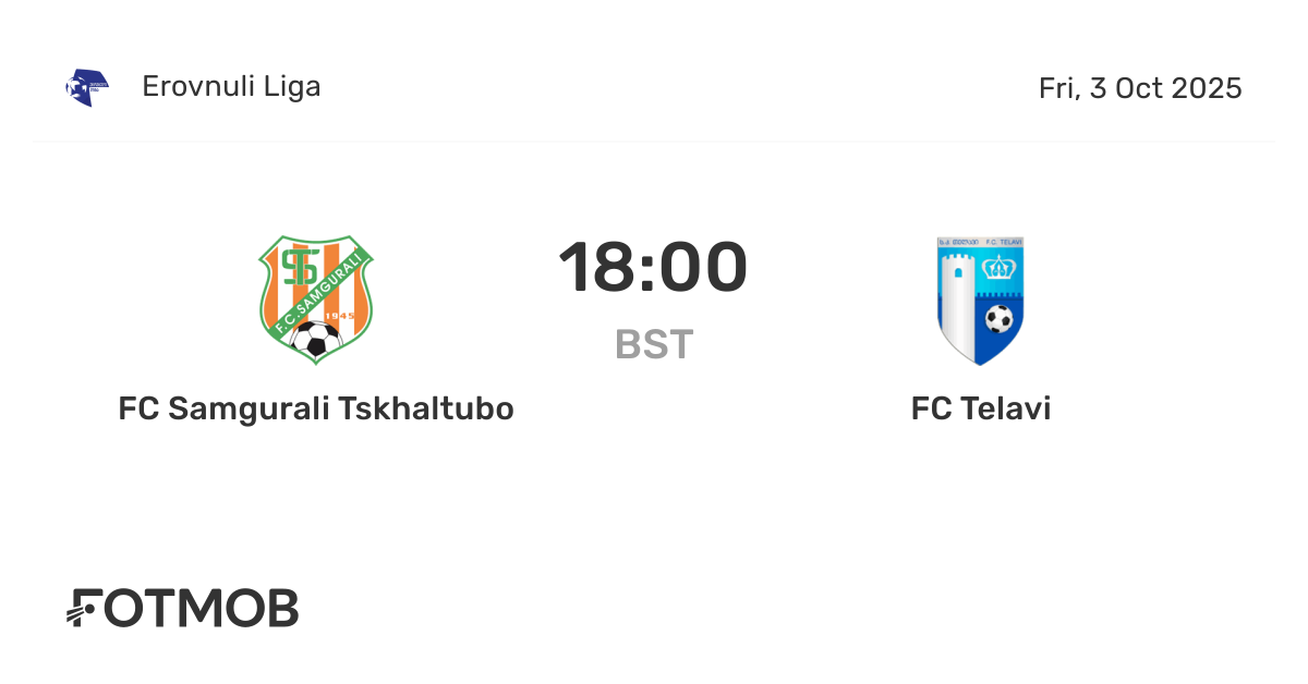 FC Samgurali Tskhaltubo vs FC Telavi - marcador en vivo, alineaciones ...