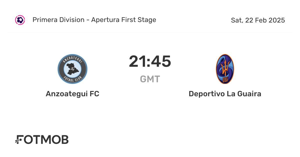 Anzoategui FC vs Deportivo La Guaira - live score, predicted lineups ...