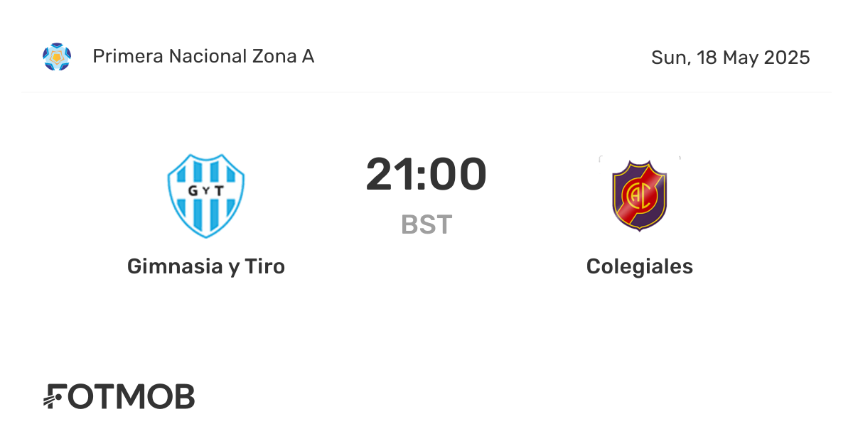 Gimnasia y Tiro vs Colegiales - live score, predicted lineups and H2H stats