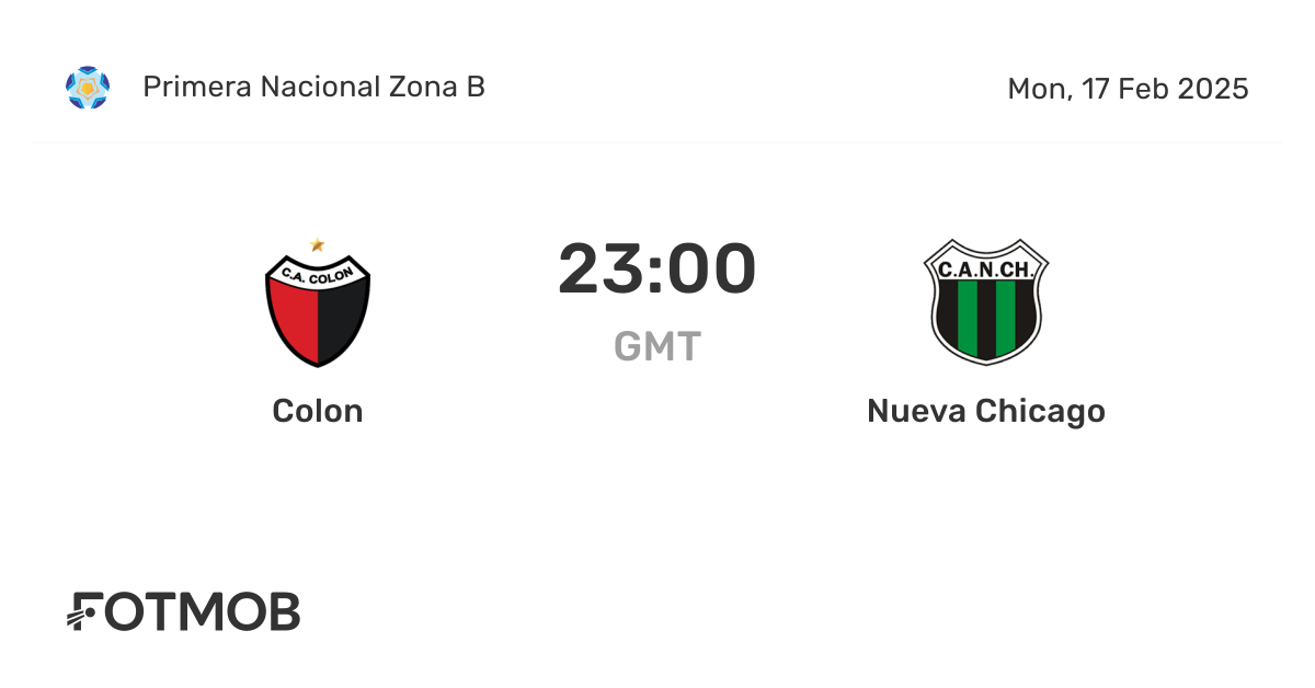 Colon vs Nueva Chicago - live score, predicted lineups and H2H stats