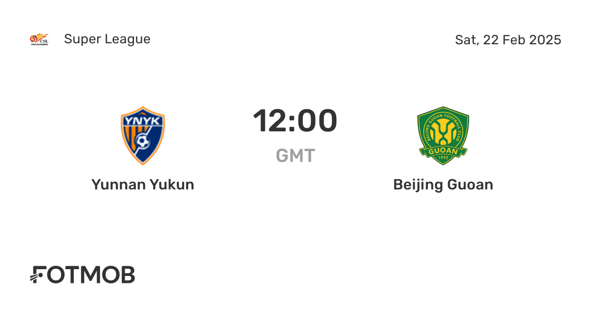 Yunnan Yukun vs Beijing Guoan - live score, predicted lineups and H2H stats