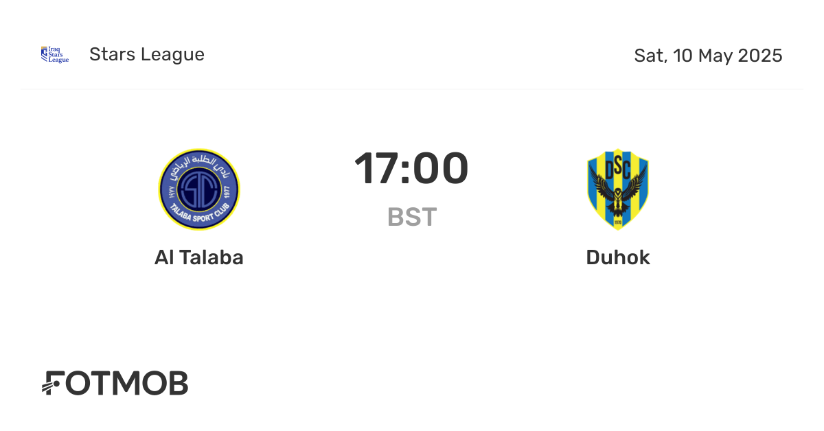Al Talaba vs Duhok - marcador en vivo, alineaciones previstas y ...