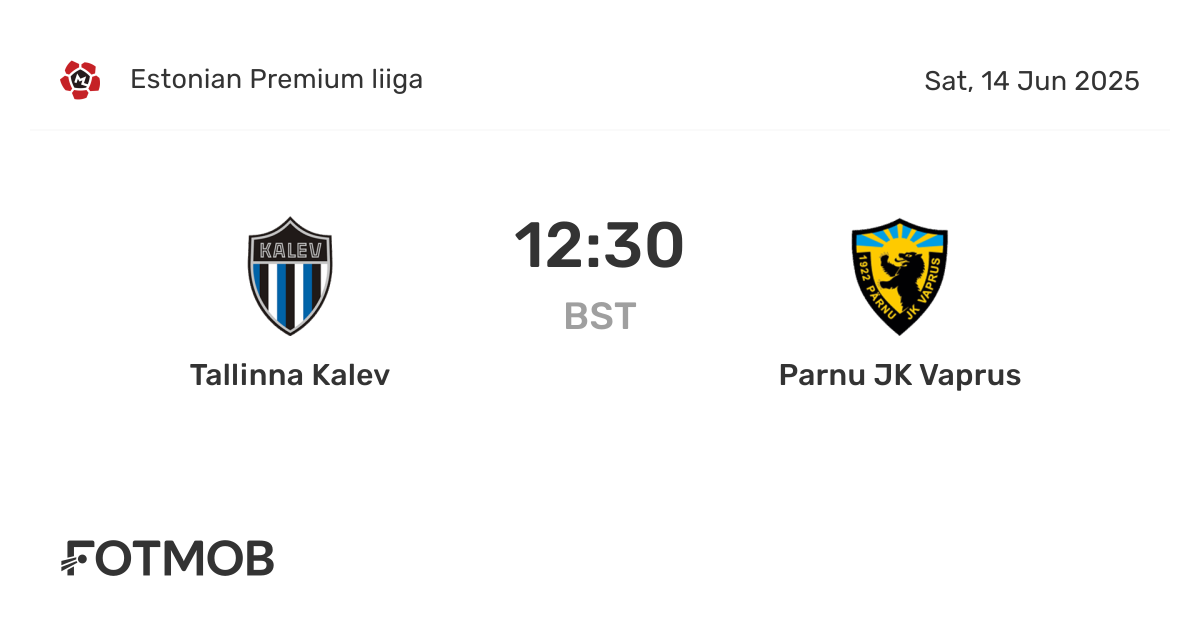 Talinna Kalev vs Parnu JK Vaprus - marcador en vivo, alineaciones previstas y estadísticas H2H