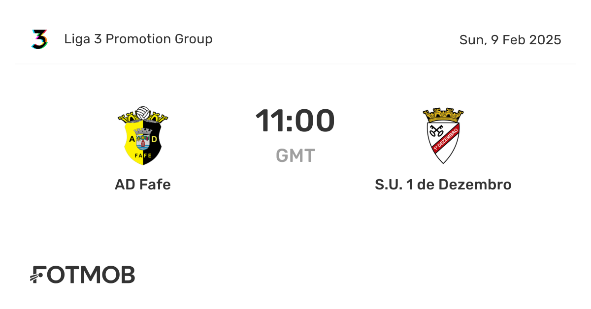 AD Fafe vs S.U. 1 de Dezembro - live score, predicted lineups and H2H stats